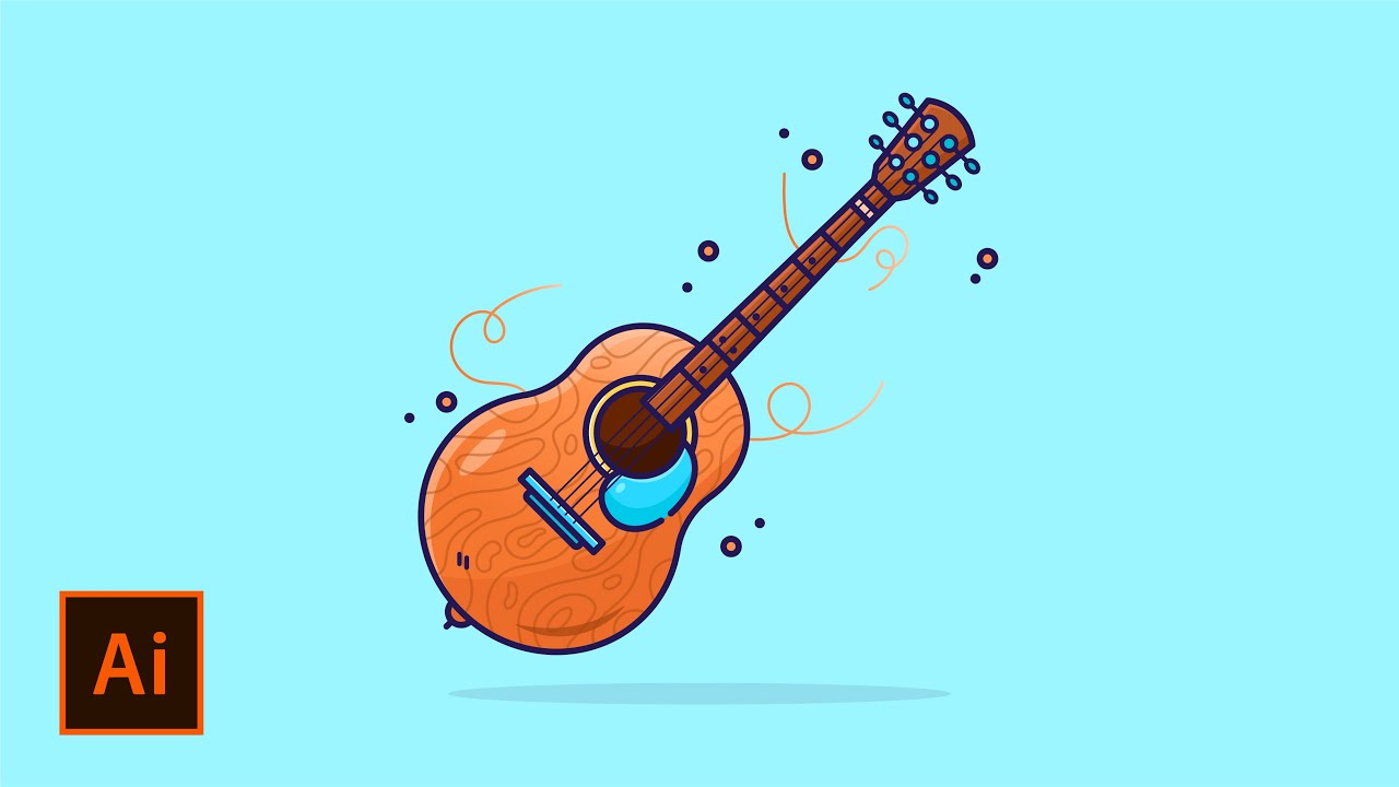 Drawing A Guitar In Adobe Illustrator Flat Design Youtube