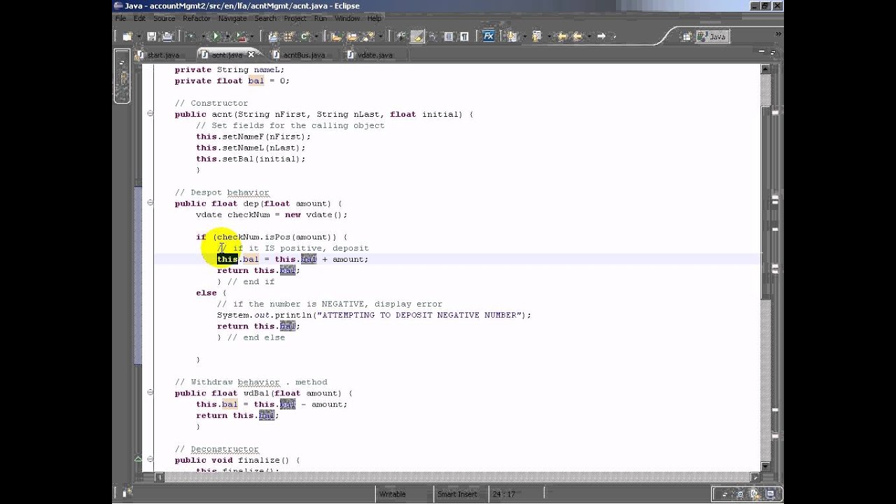 Java W Eclipse 41 Bank Program Part 26 Youtube