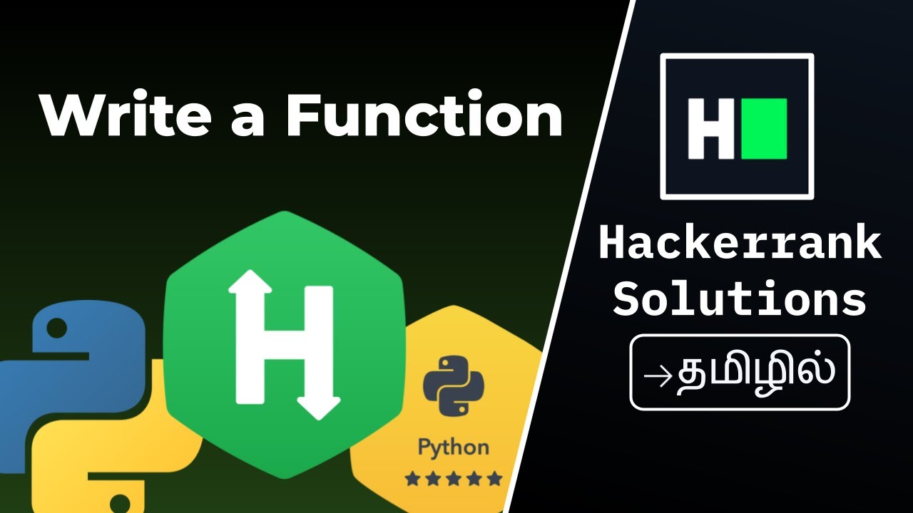 Write A Function Python Hackerrank Tamil Youtube