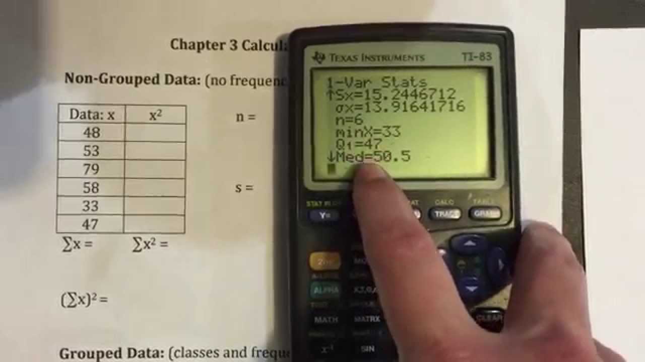 Stats Ch 3 Calculator Instructions Ti 83 Or Ti 84 Youtube