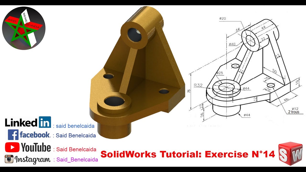 Solidworks Tutorial For Beginners Exercise 14 Youtube