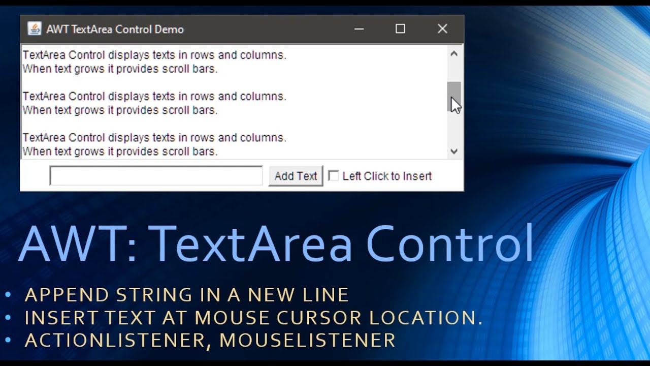 15 Java Awt Textarea Append Text And Insert Text At Cursor Position