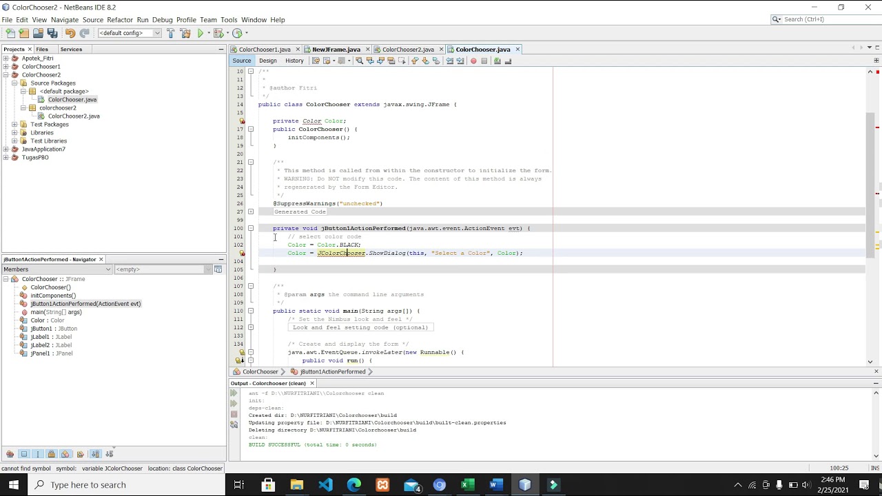 Tutorial Java Swing Color Chooser Youtube