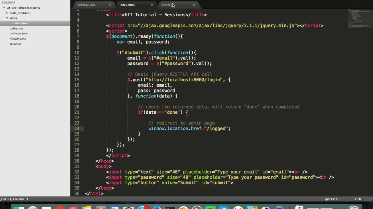 Sessions And Node Js With Express Youtube