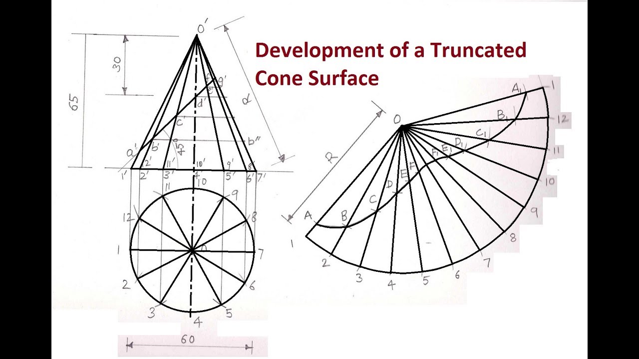 6 3a Development Of A Sectioned Cone Surface Youtube
