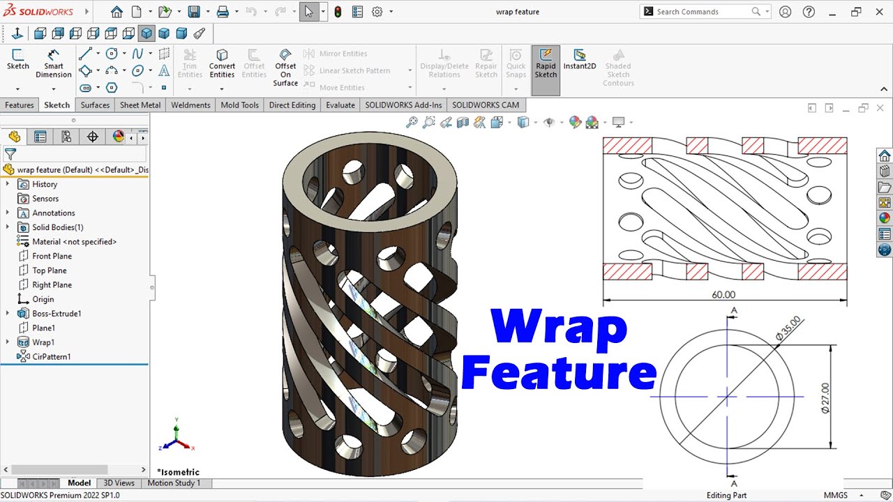 Solidworks Wrap Feature Tutorial ёяшкёяшкёяшк Youtube