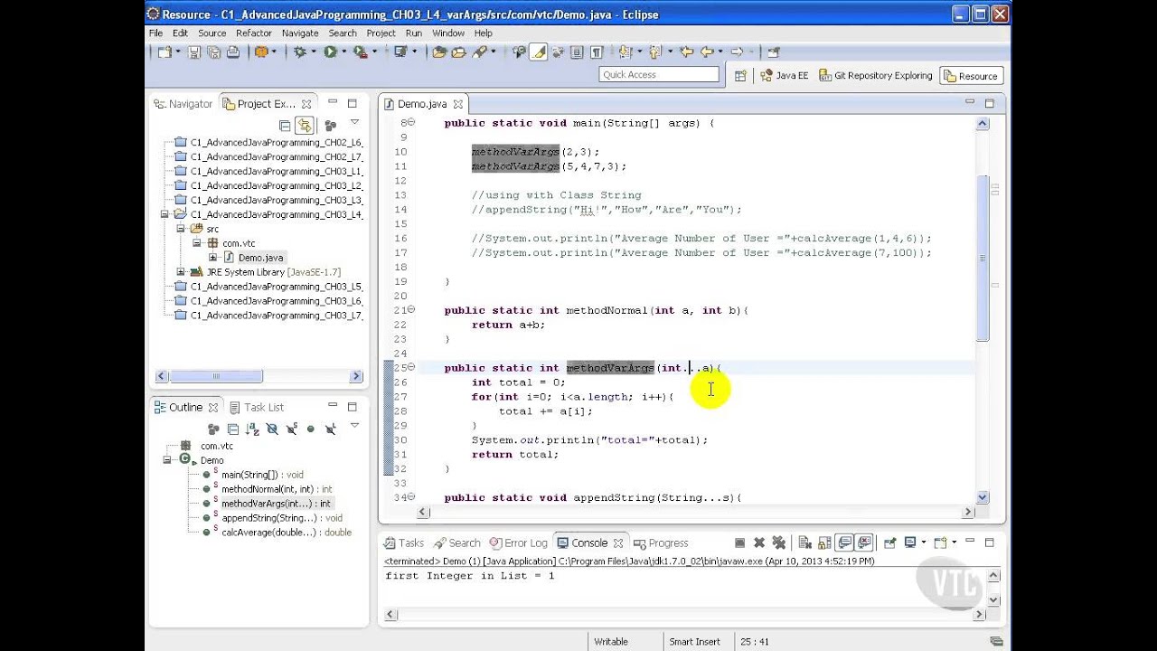 Advanced Java Tutorial Varargs Youtube