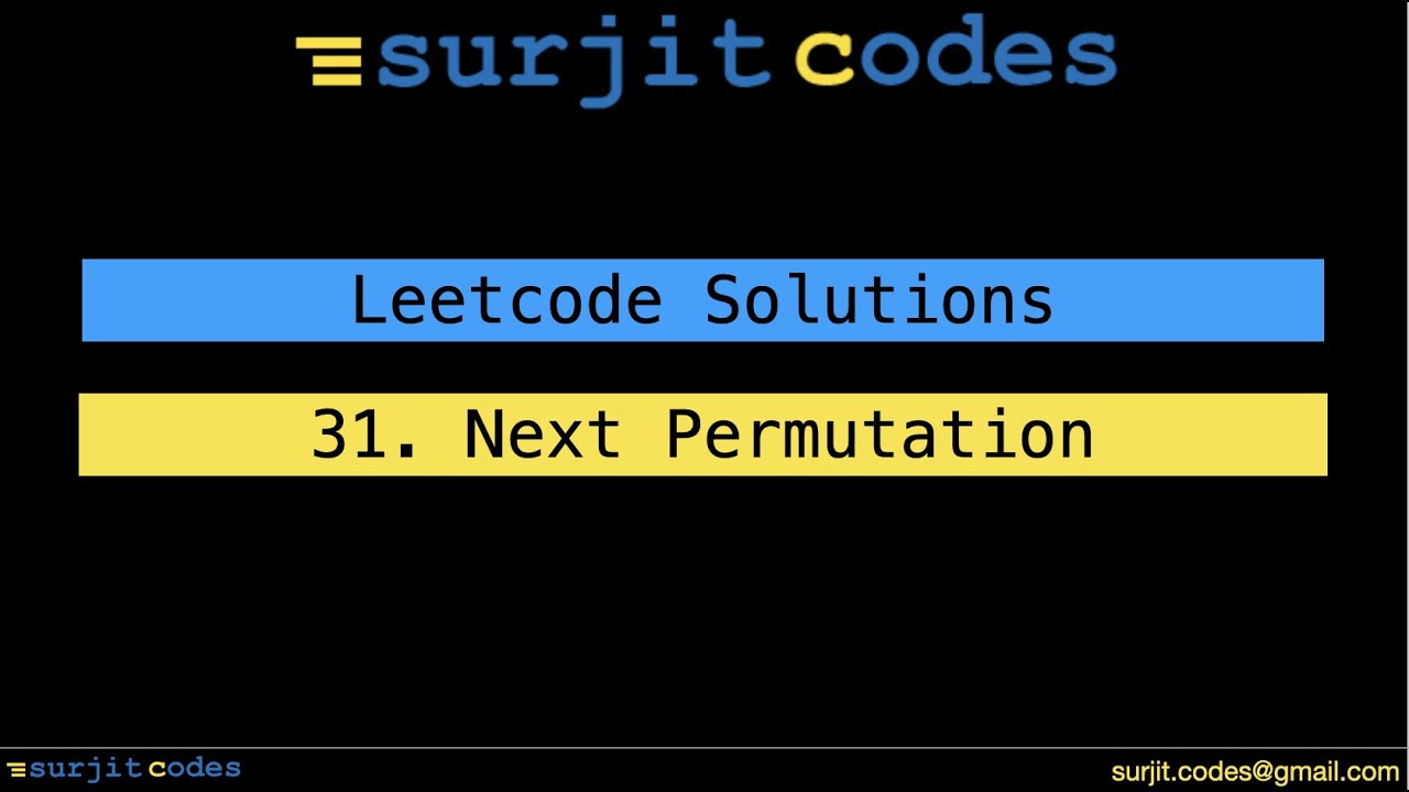 Next Permutation Letcode 31 Youtube