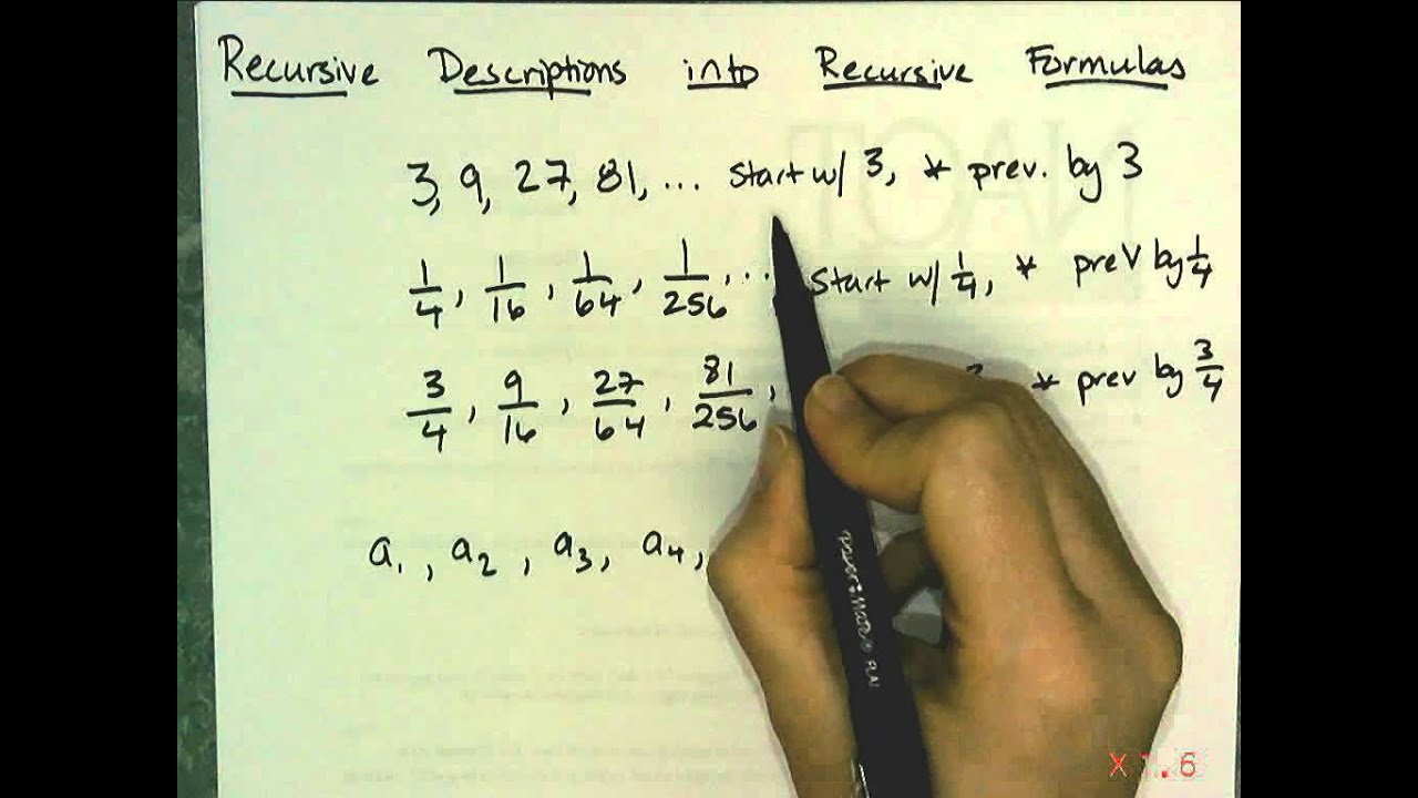 Recursive Formulas Youtube