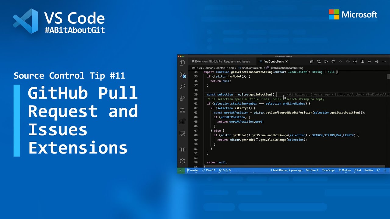 Source Control Tip 11 Github Pull Requests And Issues Extension Youtube