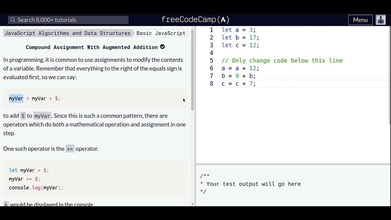Lesson 21 Basic Javascript Compound Assignment With Augmented