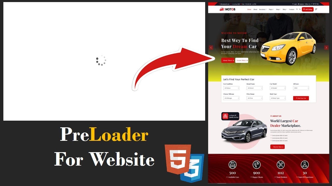 How To Make Website Preloader Using Html Css Javascript Page Loading