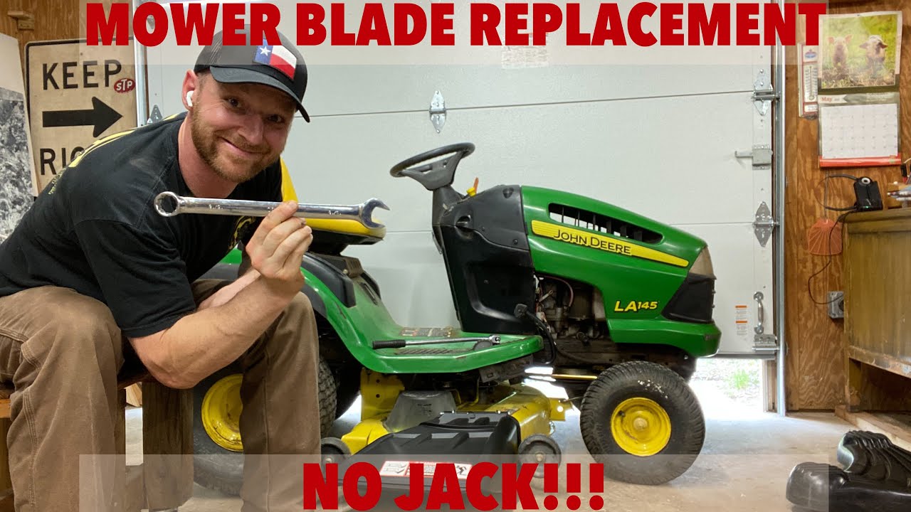 John Deere Mower Blades Replacement Without A Jack Youtube