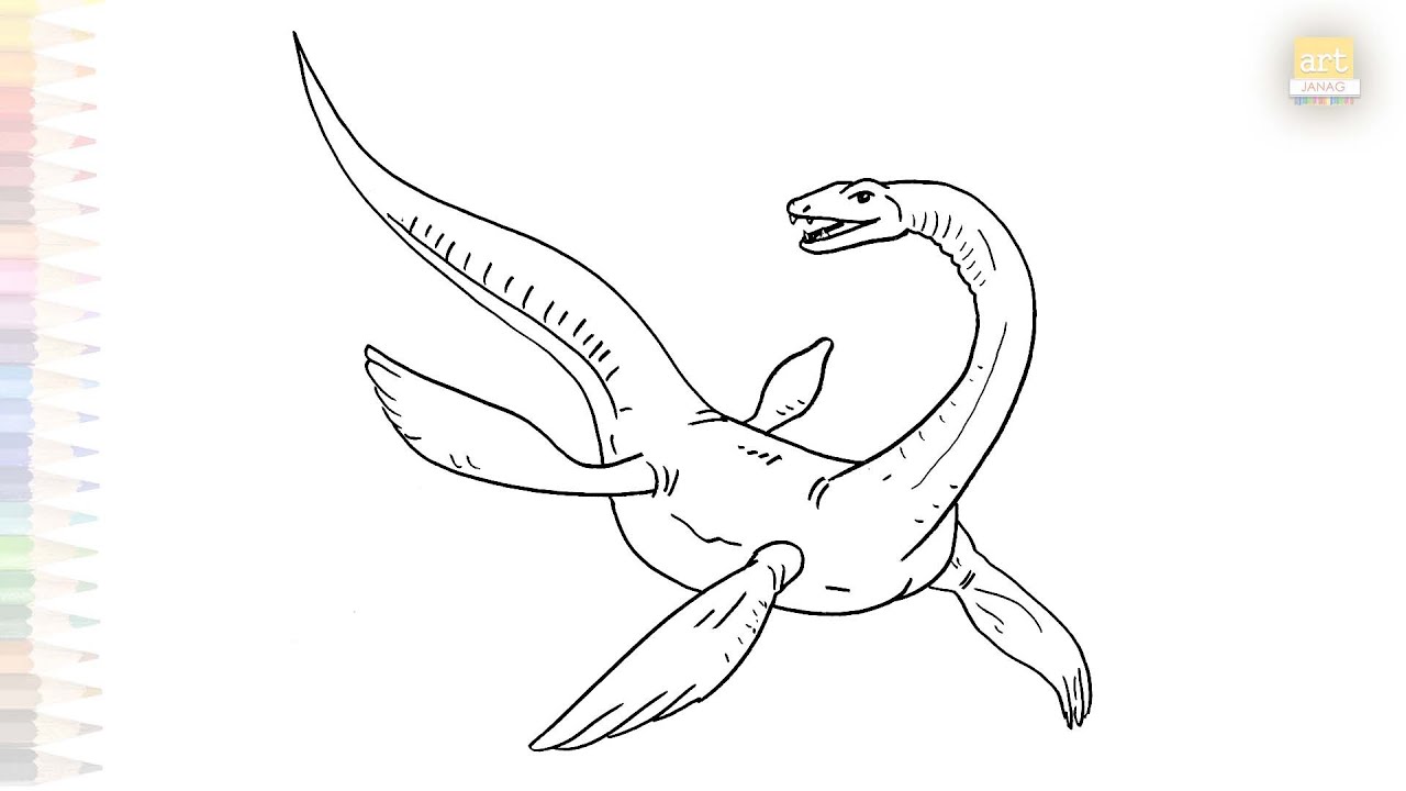 Plesiosaurus Drawing Easy Outline Drawing Tutorial How To Draw A