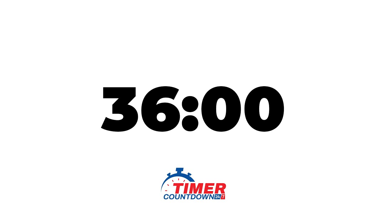 36 Minute Timer White Screen Countdown With Alarm Youtube