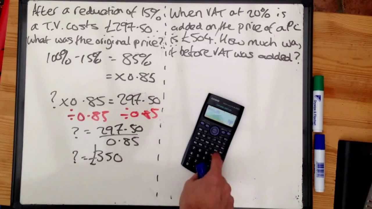 Tudor Hall Maths Number Reverse Percentage Increase And Decrease To