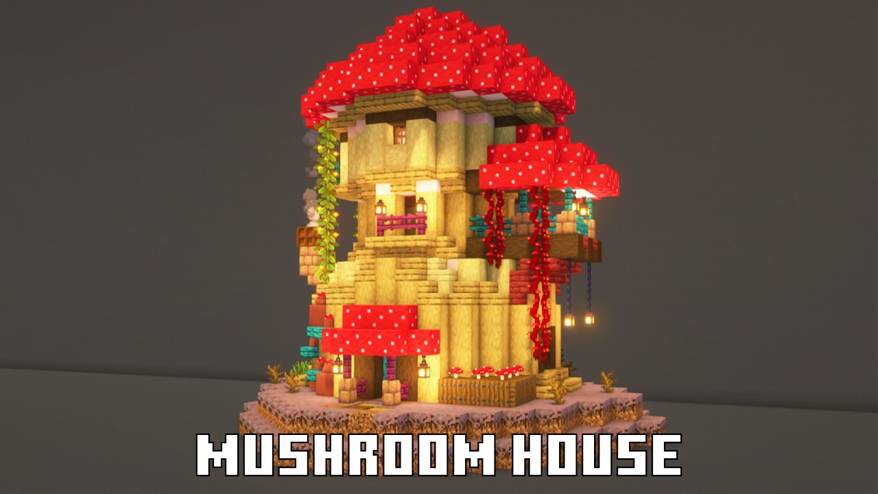 How To Build Mushroom House Minecraft Tutorial Youtube
