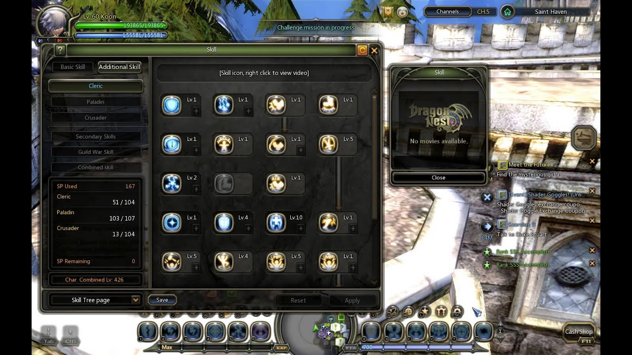 Dragon Nest Sea Additional Skill Tree Youtube