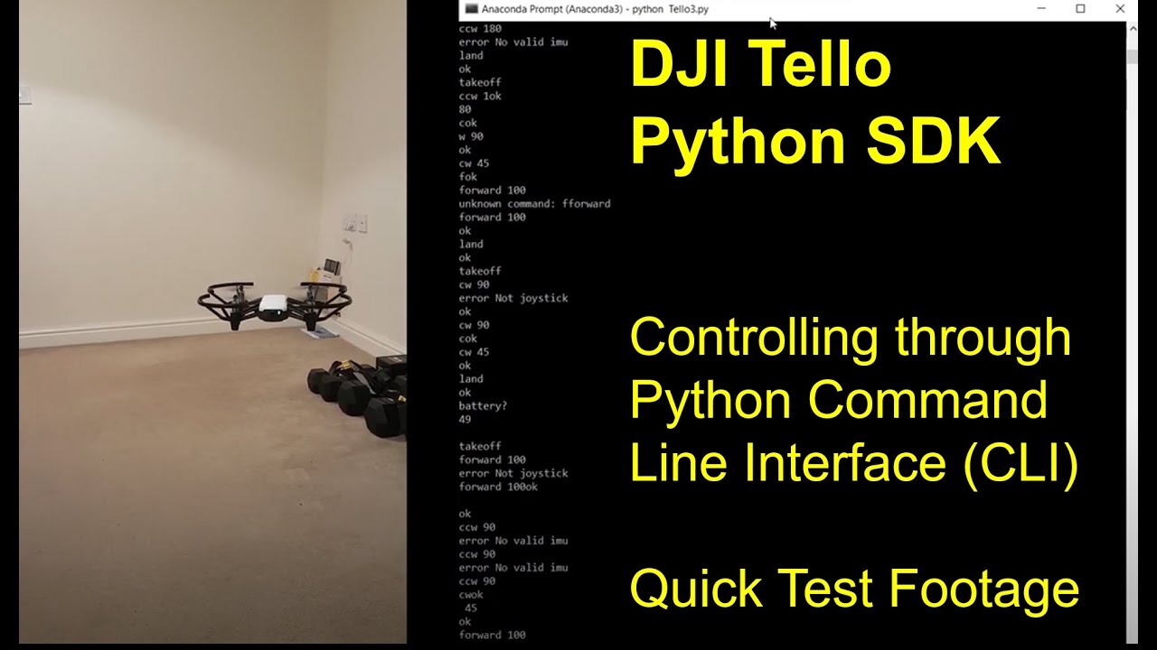 Dji Tello Control Using Python Command Line Quick Test Youtube
