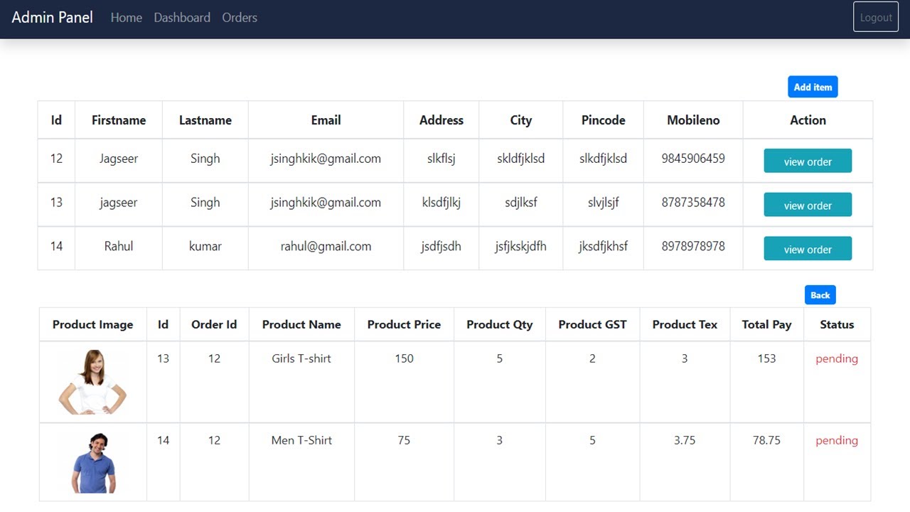 Display Customer Order On Admin Panel Using Php And Mysql Ecommerce