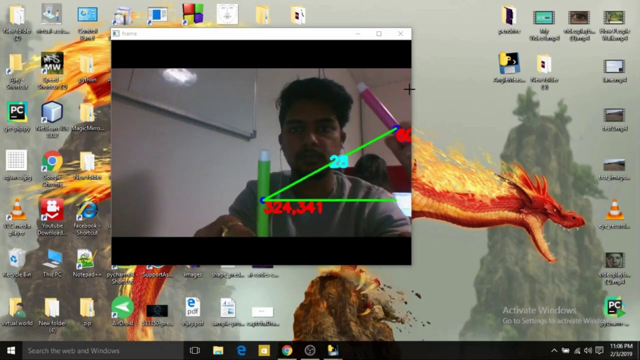 Real Time Angle Measuring By Using Opencv Python Youtube