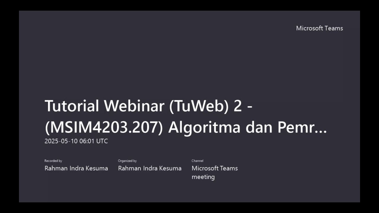 Tutorial Webinar Tuweb 2 Msim4203 207 Algoritma Dan Pemrograman Ut