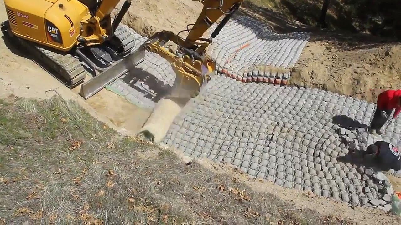Flexamat Permanent Erosion Control Mats Being Installed At Cedarpines