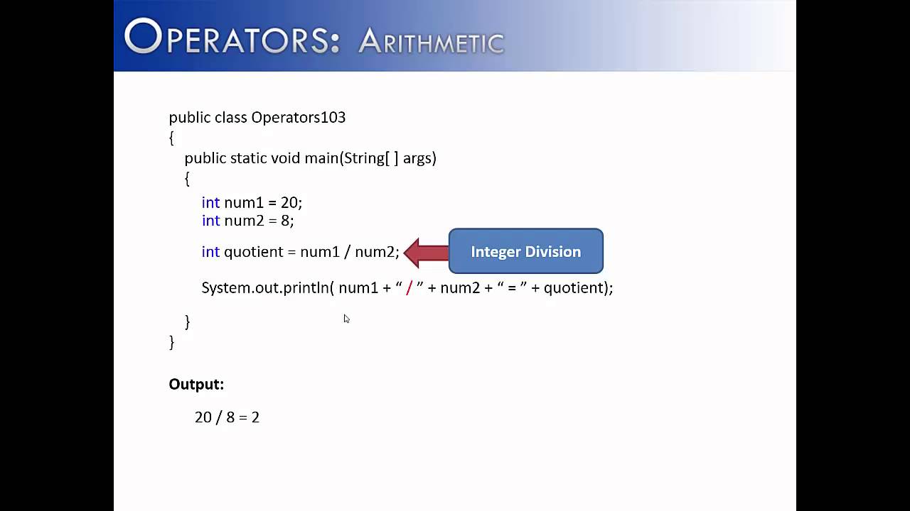 Operators Part 3 Arithmetic Java Youtube