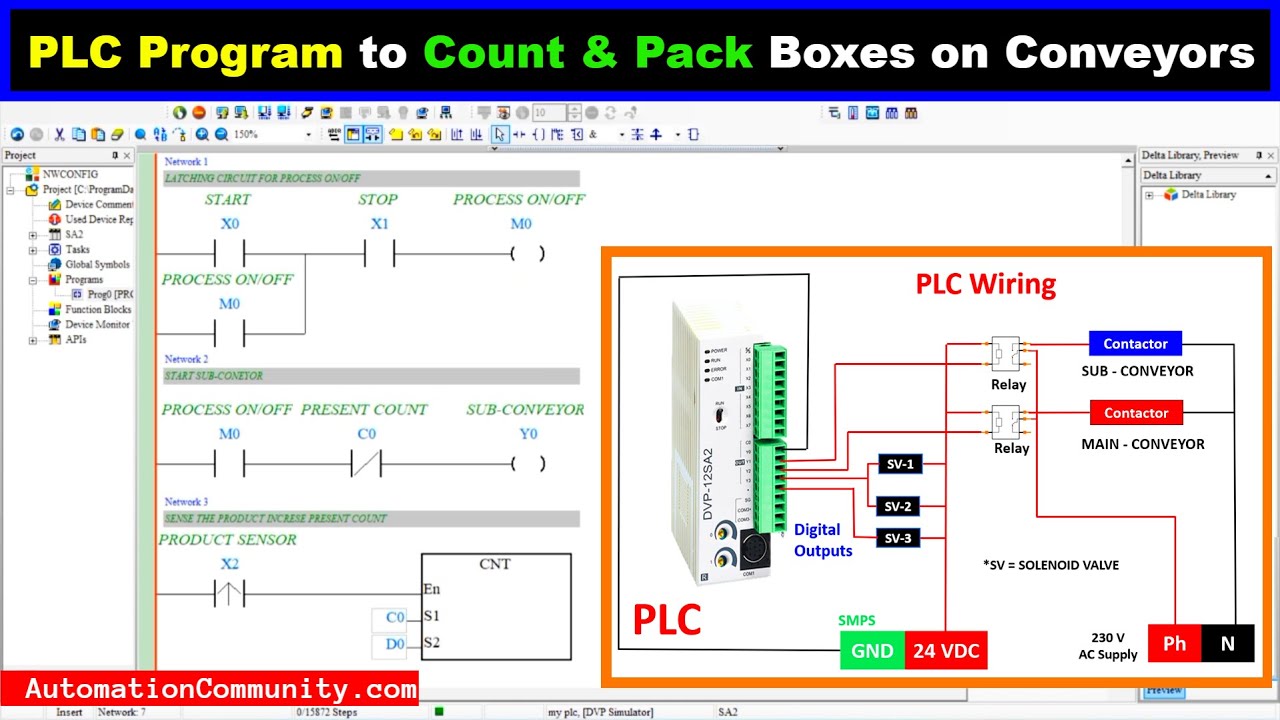 Plc Program To Count And Pack Boxes On Conveyors Example Logics Youtube