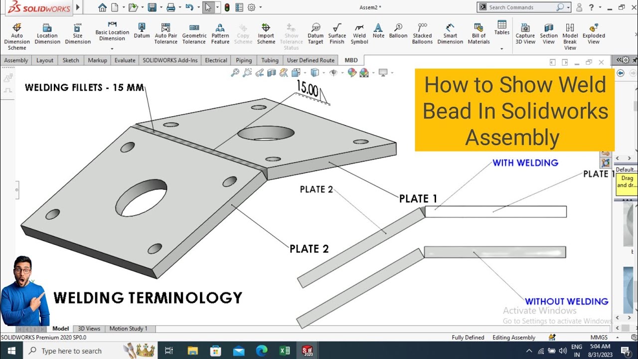 Solidworks Weldments Tutorials How To Insert Weld Bead On Solidworks