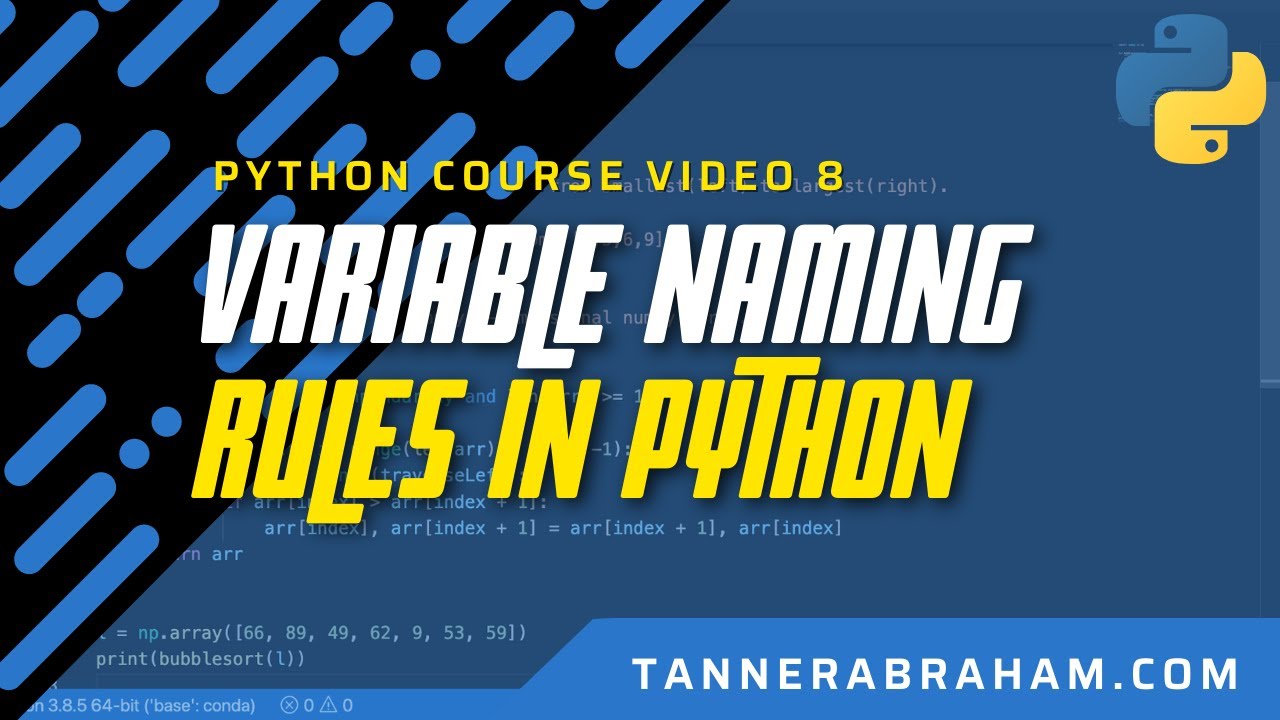 Variable Naming Rules In Python Youtube