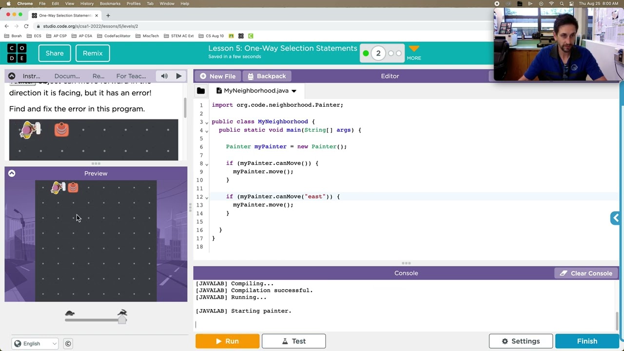 Code Org Ap Csa U1l5 One Way Selection Statements Youtube