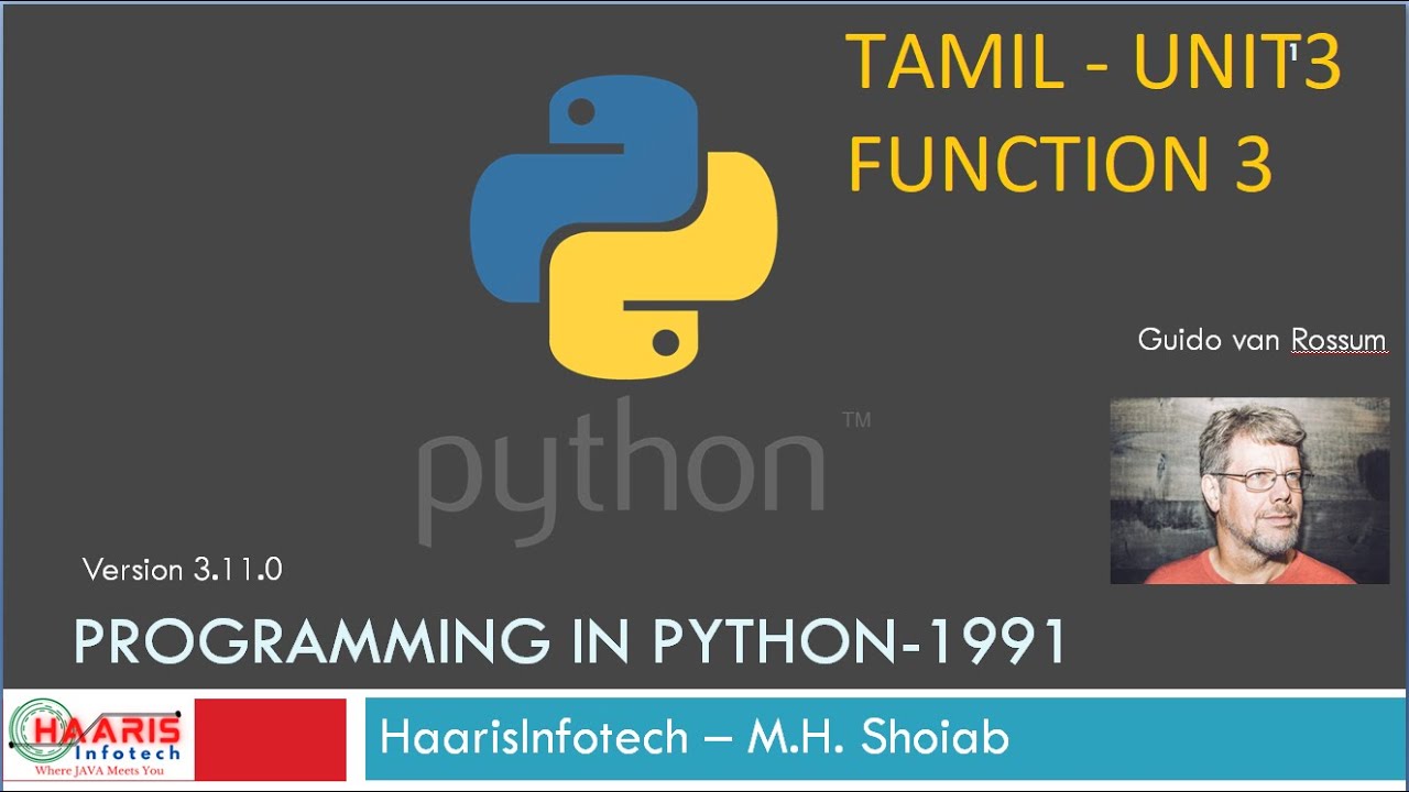 Python Tamil Functions 3 Unit3 Youtube