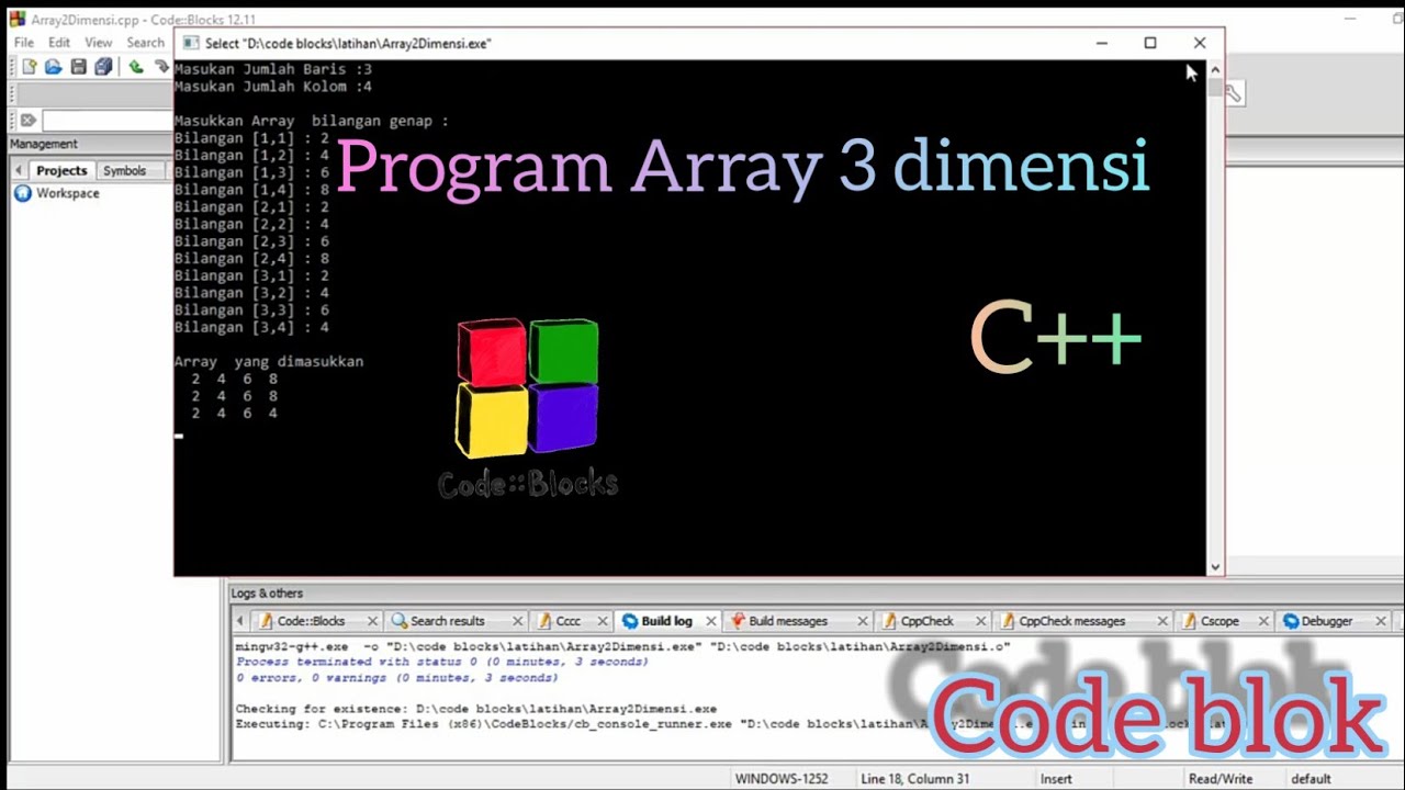 Program Array 3 Dimensi Multidimensi C Youtube