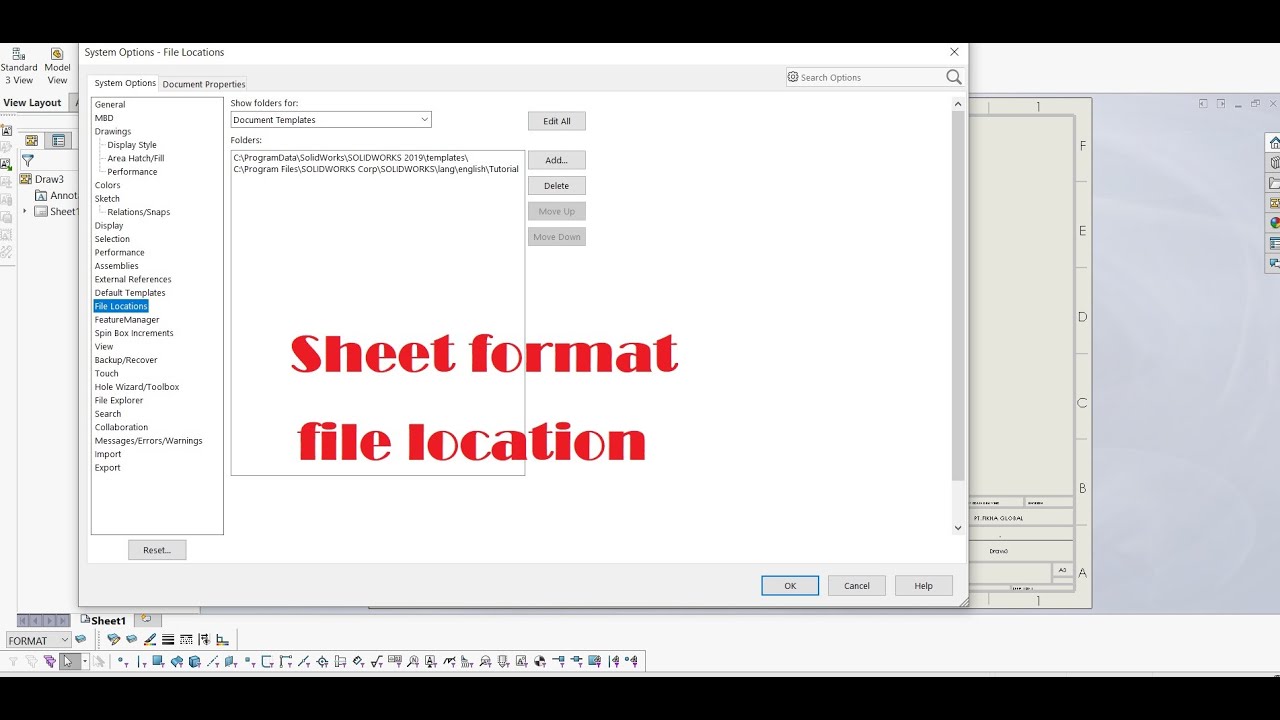 Solidworks Template Location