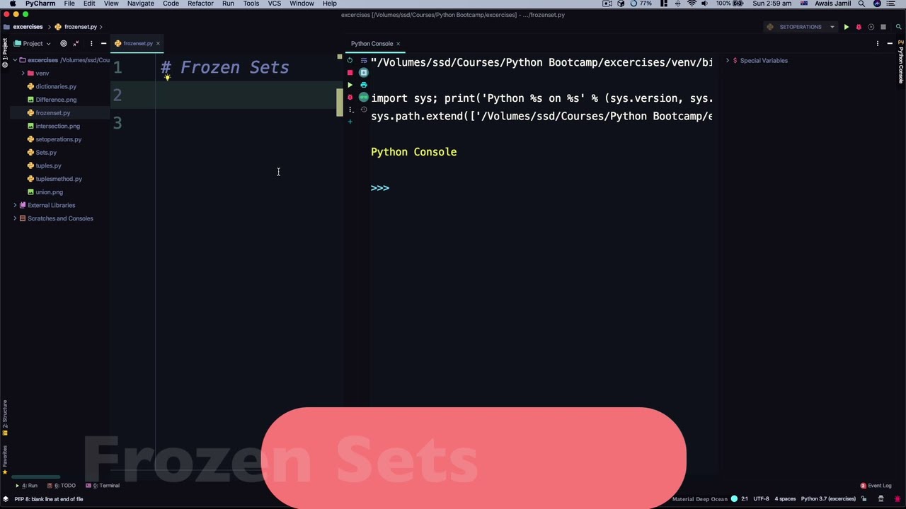 47 Frozen Sets In Python Python Course For Absolute Beginners Youtube