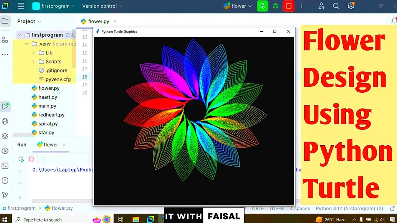 Beautiful Flower Design Using Python Turtle Graphics Easy Python