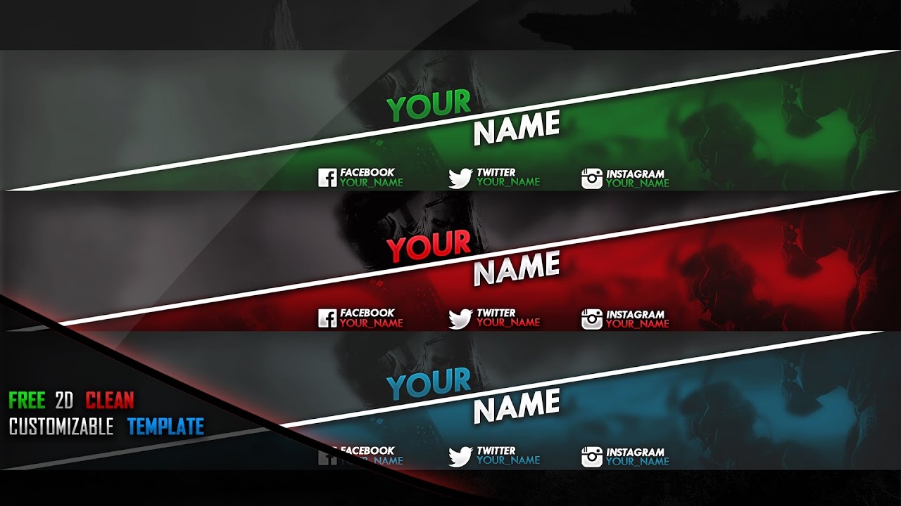 Free Photoshop Youtube Banner Template Clean Customizable Youtube
