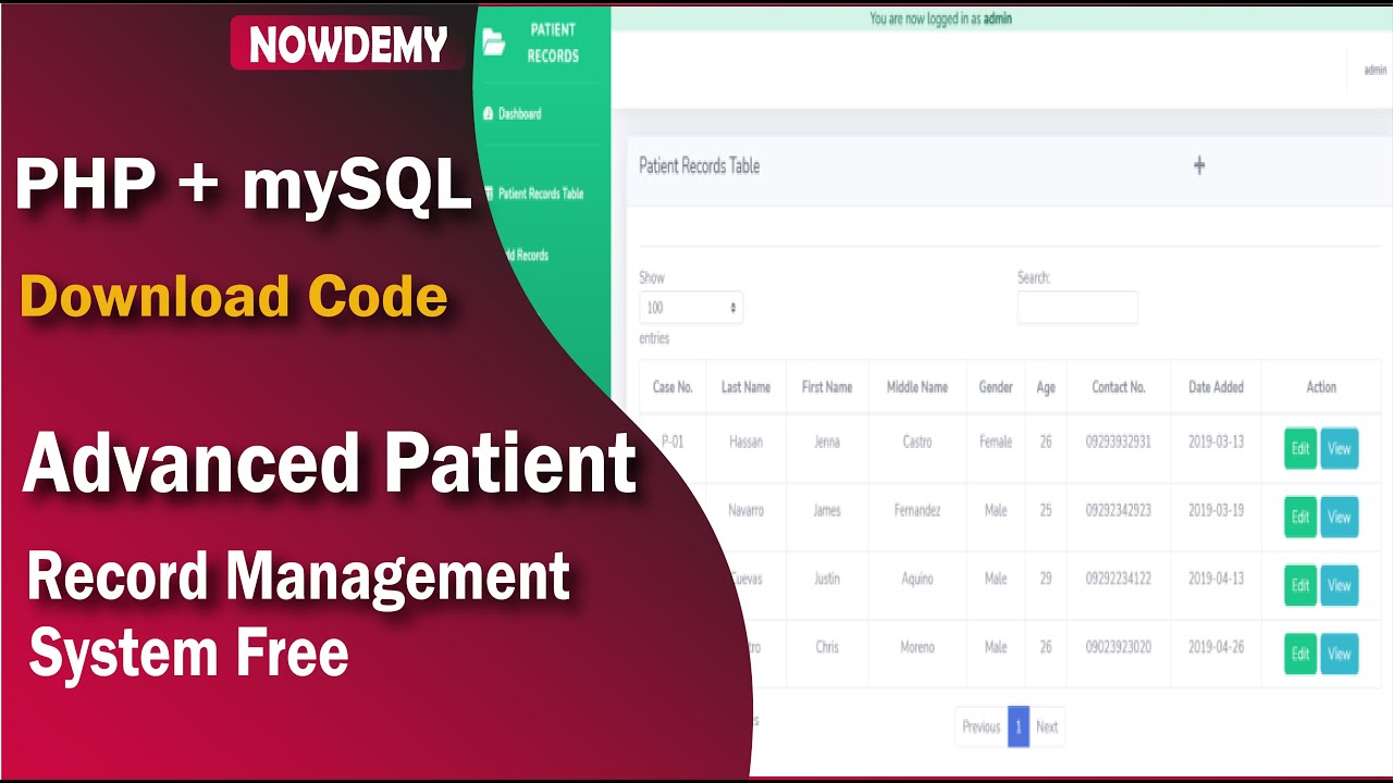 Patient Record Management System In Php Mysql Youtube