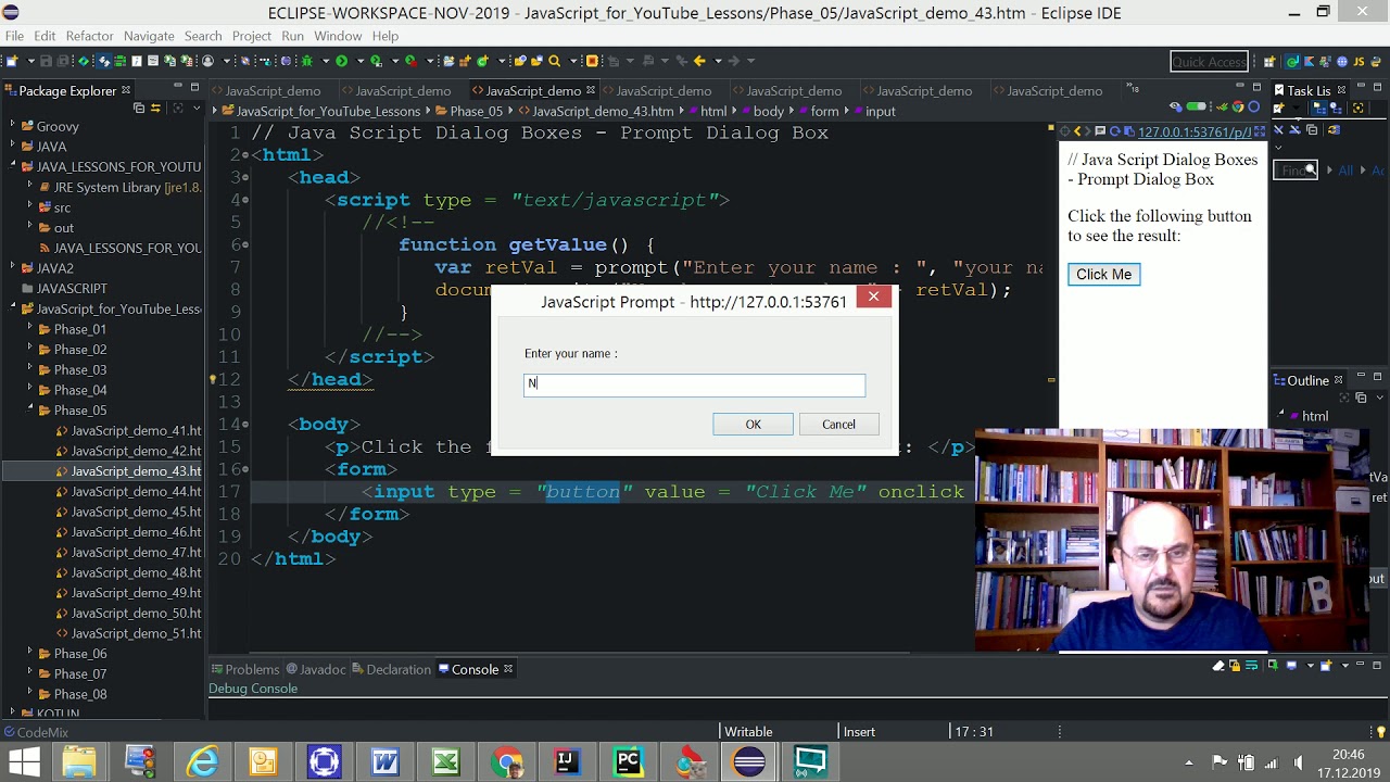 Javascript Lesson 5 By Using Eclipse Ide Youtube