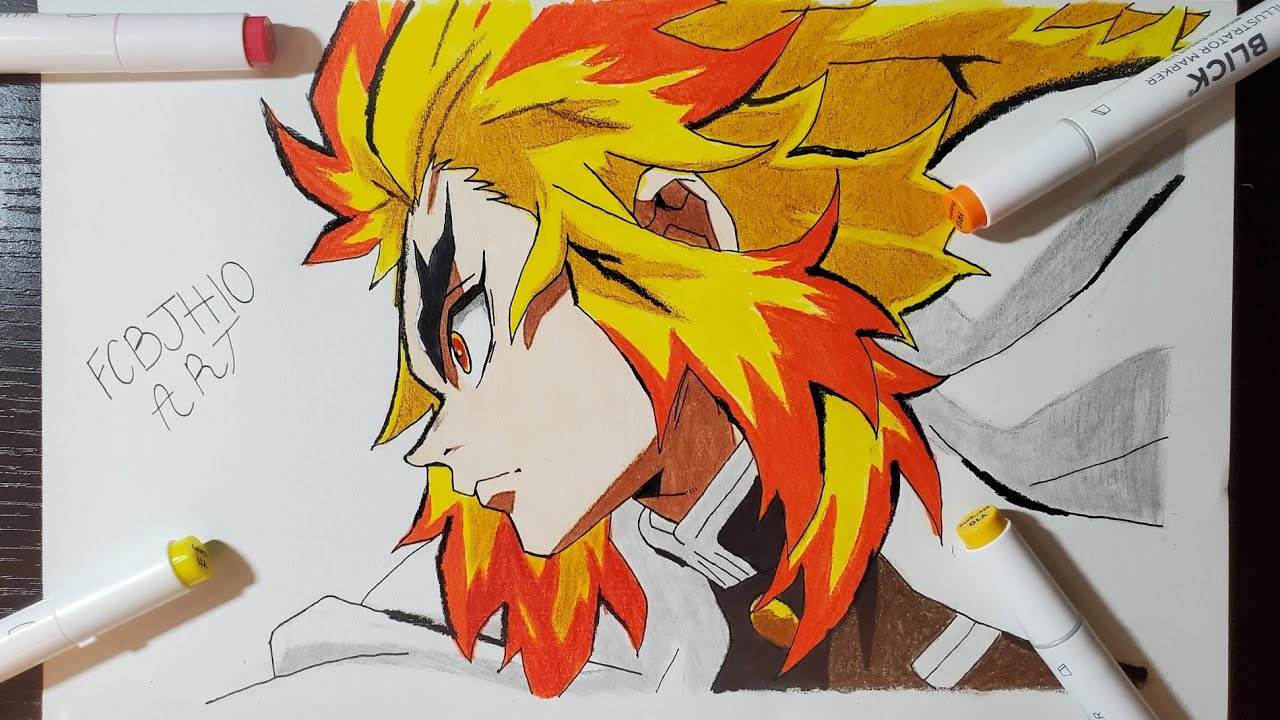 How To Draw Kyojuro Rengoku From Demon Slayer Kimetsu No Yaiba I Easy ...