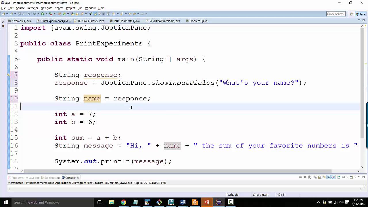 User Input With Joptionpane Youtube