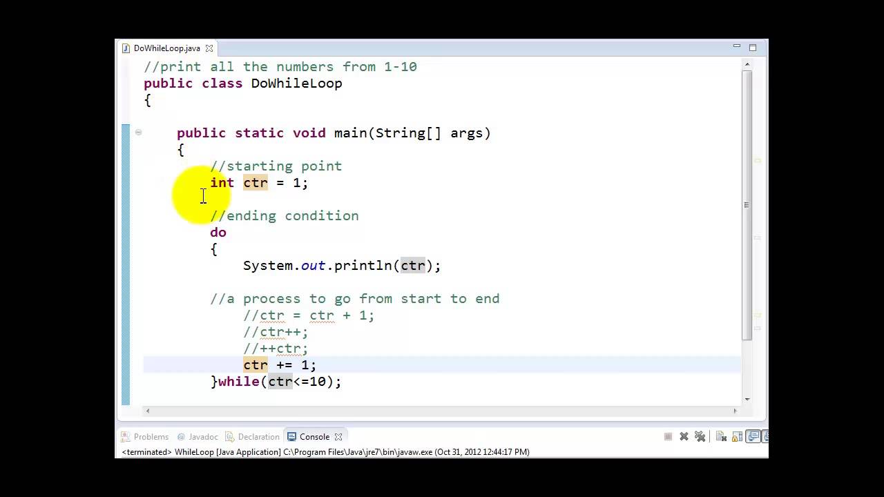 Java For Loop Counter