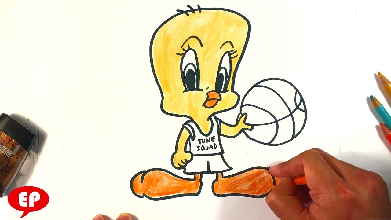 Easy How To Draw Tweety Bird From Space Jam New Legacy Youtube