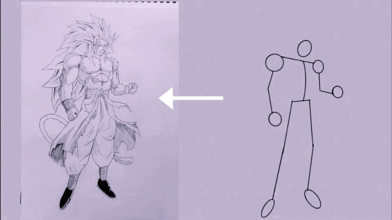 How To Draw Goku Ssj5 Step By Step Youtube