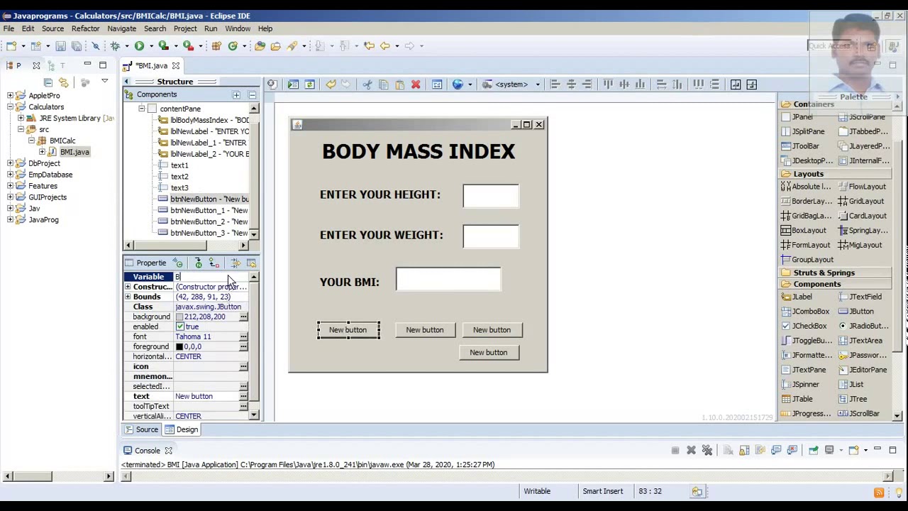 Bmi Calculator Using Java Jframe Youtube
