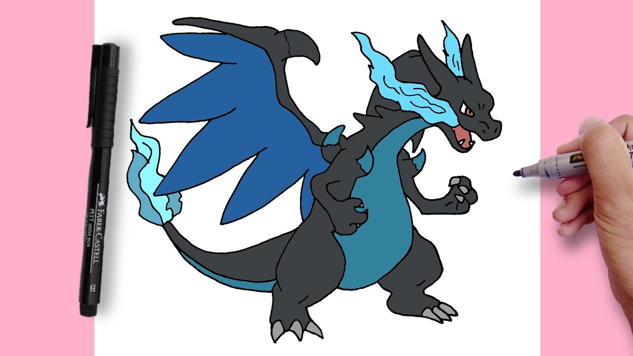 How To Draw Mega Charizard X Pokemon Drawing Tutorial Youtube