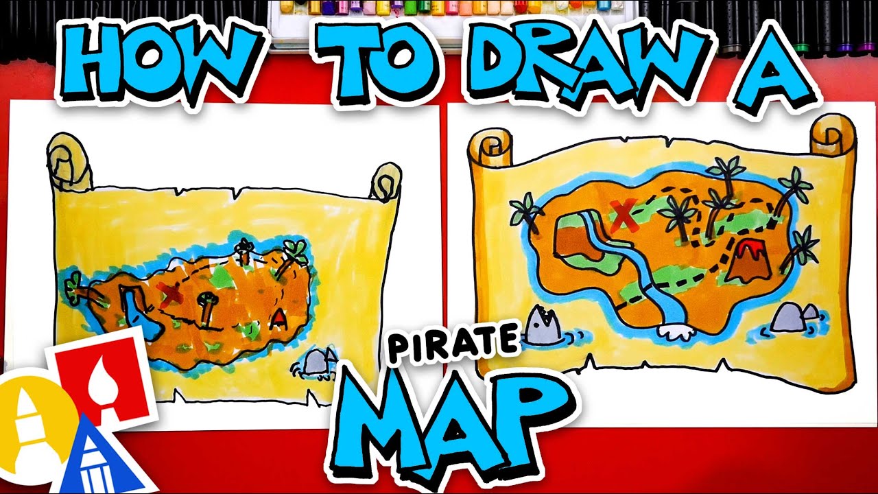 How To Draw A Pirate Treasure Map Youtube