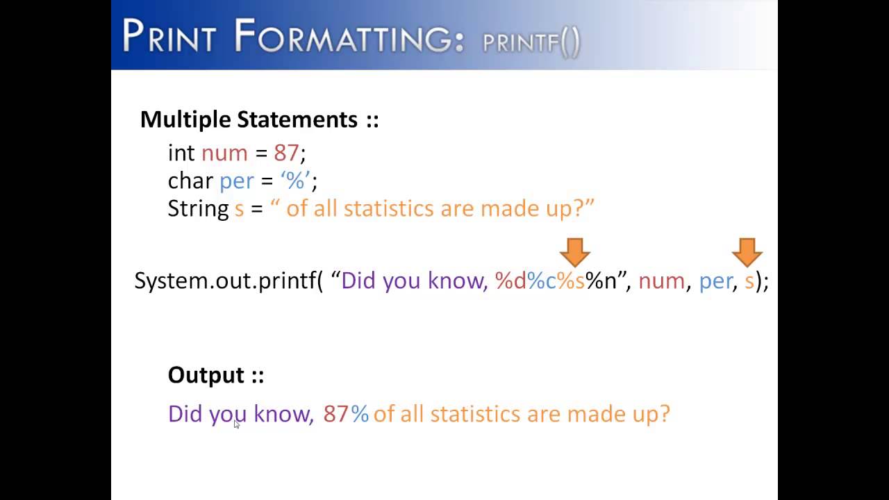 Print Formatting Part 2 Printf Multiple Statements Java Youtube