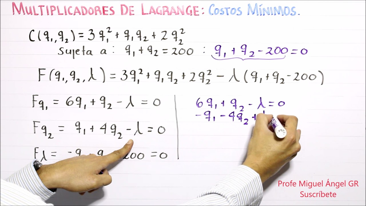 Cd 37 Multiplicadores De Lagrange Ejemplo En Minimización De Costos